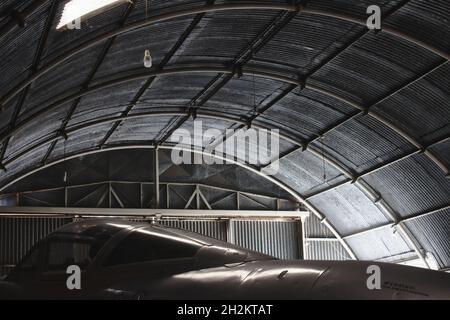 Aircraft hangar for jet fighter military planes, former USAF base ...