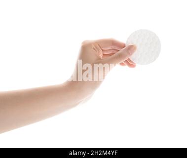 Female hand with clean cotton wool on white background, closeup Stock ...