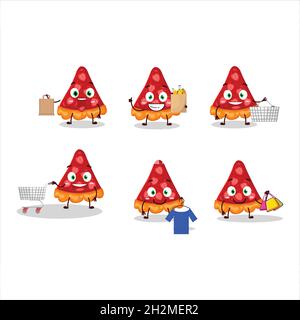 A Rich slice of egg tart mascot design style going shopping. Vector ...