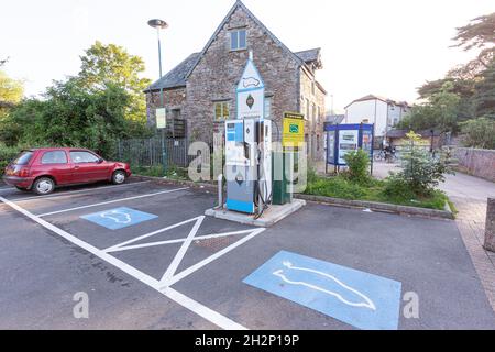 Electric car charge point Morrisons supermarket, Totnes, Devon, England ...