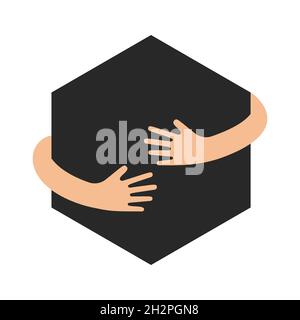 Embrace icon, arms hugging vector illustration, hands hug linear vector ...