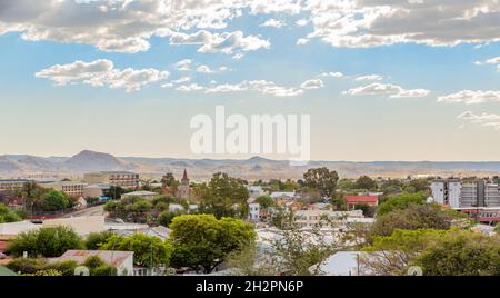 Windhoek city suburbs panorama and mountains in the background ...