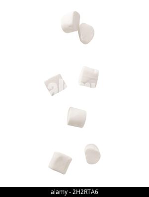 Marshmallow falling isolated on white background with clipping path ...