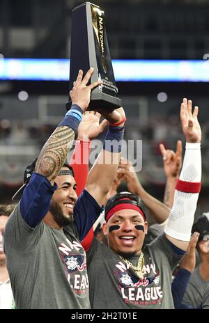 World Series MVP Los Angeles Dodgers' Yoshinobu Yamamoto holds his ...