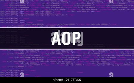 AOP text written on Programming code abstract technology background of software developer and ...