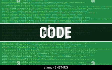 H concept illustration using code for developing programs and app. H website code with colourful ...