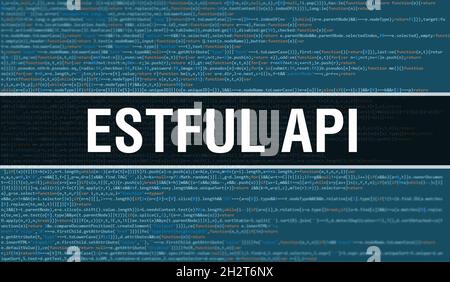 Web API security concept with Random Parts of Program Code.Web API security text written on ...
