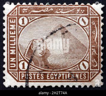 EGYPT - CIRCA 1888: A stamp printed in Egypt, showing the Great Sphinx ...