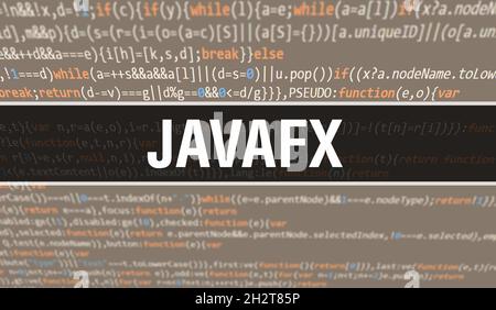 JavaFX with Binary code digital technology background. Abstract ...