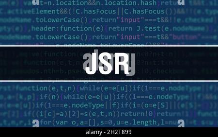 JSR concept with Random Parts of Program Code. JSR with Programming code abstract technology ...