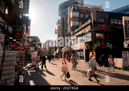 Daehakro, Oct 17, 2021 : Daehakro street in Seoul, South Korea. The ...