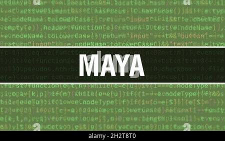 Maya with Abstract Technology Binary code Background.Digital binary ...