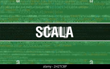 Scala with Binary code digital technology background. Abstract ...