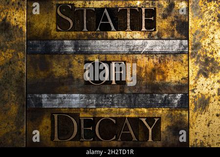 Decoy text message on textured grunge copper and vintage gold ...