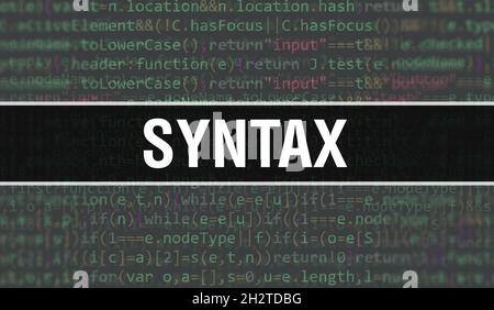 SYNTAX concept with Random Parts of Program Code. SYNTAX with Programming code abstract ...