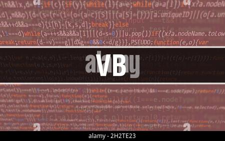 VB concept with Random Parts of Program Code. VB with Programming code abstract technology ...