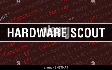 Hardware concept with Random Parts of Program Code.Hardware text written on Programming code ...