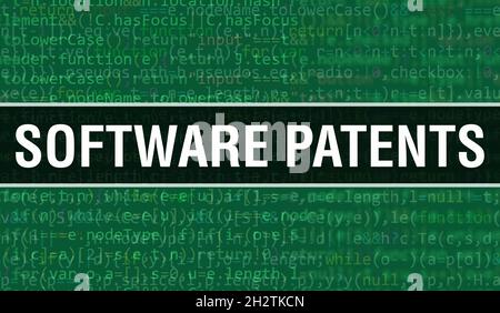 Patents concept with Random Parts of Program Code.Patents text written on Programming code ...