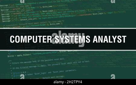 Business analyst concept with Random Parts of Program Code.Business analyst text written on ...