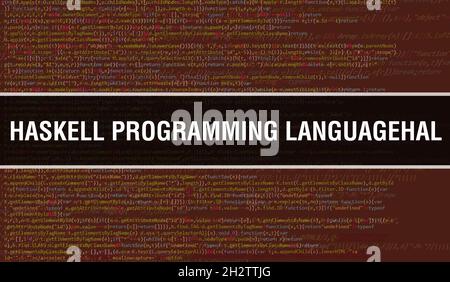 Haskell with Abstract Technology Binary code Background.Digital binary data and Secure Data ...