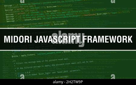 JAVASCRIPT FRAMEWORK concept illustration using code for developing ...