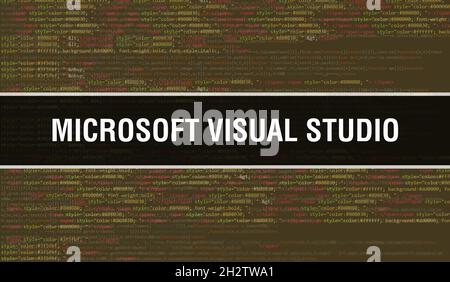 microsoft visual code with Binary code digital technology background ...
