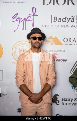 French photographer JR arrives on the red carpet before the screening ...