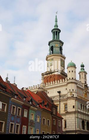 POZNAN, POLAND - Dec 02, 2012: The colored houses in the old market ...