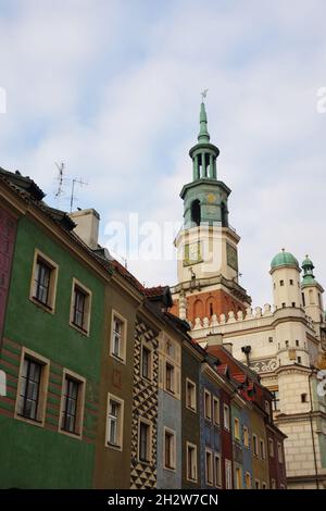 POZNAN, POLAND - Dec 02, 2012: The colored houses in the old market ...