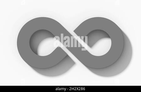 Infinity symbol 3d gray isolated on white background - 3d rendering ...