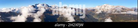 Panoramic view of mount Marmolada, the highest mount of Dolomites ...