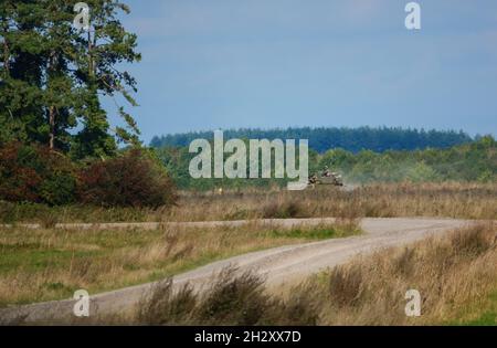 British military CVRT Scimitar armoured vehicle with anti RPG cage ...