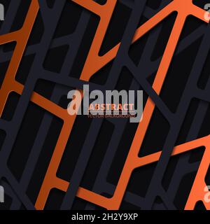Black polygon orange light futuristic technology design Vector ...