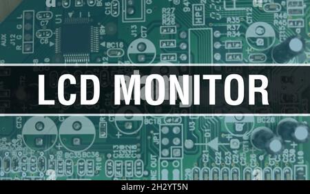 LCD concept with Computer motherboard. LCD text written on Technology ...