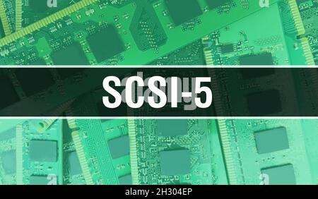 SCSI-2 concept with Computer motherboard. SCSI-2 text written on ...