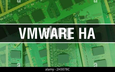 VMware concept with Computer motherboard. VMware text written on ...