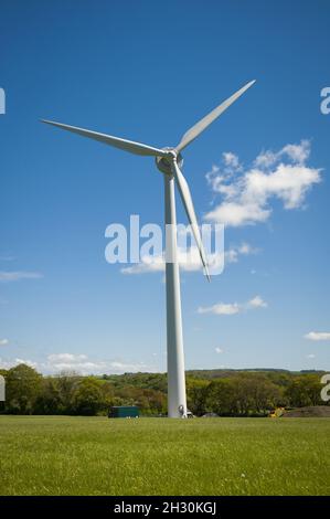 General View of a wind turbine, at Lifton Farm, Cornwall Stock Photo ...