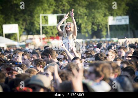 Festival goer on day one of Field Day festival, Victoria Park - London ...