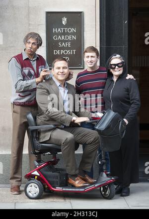 (L-R) Umar Malick (Raj), David Walliams, Ashley Cousins, and Gilly ...