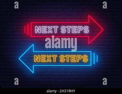 Next steps neon sign on brick wall background Stock Vector Image & Art ...