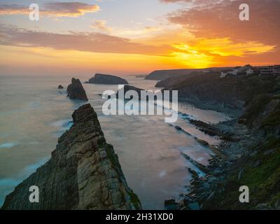 Incredible cliffs on the Spanish coast near Santander during a ...