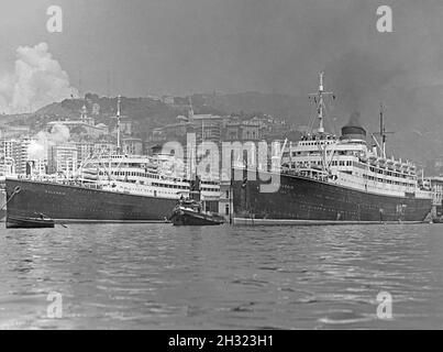 The passenger liner , ' SS Vulcania ' of the Italian Cosulich Line ...