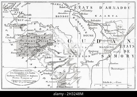 Complete map of Senegambia with Portuguese enclave. Guinea-Bissau ...