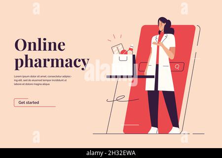 pharmacy ordering medicines online by smartphone Stock Vector Image ...