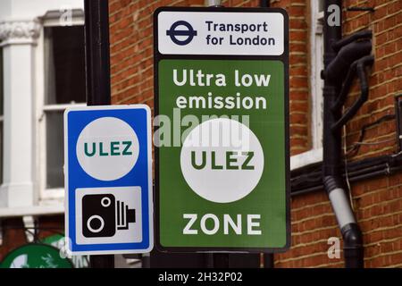 London, UK, 25 Oct Transport for London, TFL ULEZ extension begins ...