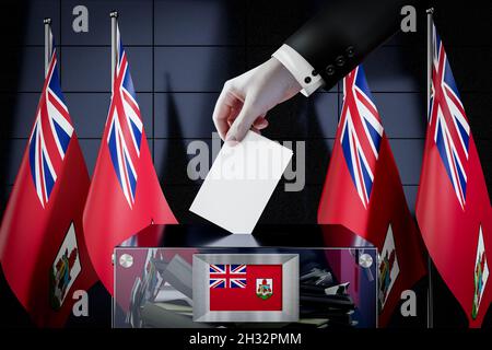 Bermuda flags, hand dropping voting card - election concept - 3D ...