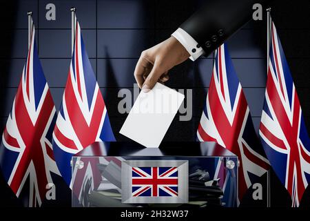 England - flags and ballot box - voting, election concept - 3D ...