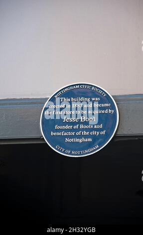 Nottingham Civic Society Blue plaque outside the doorway of the first ...