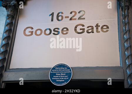 Nottingham Civic Society Blue plaque outside the doorway of the first ...
