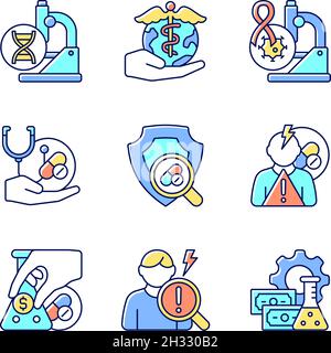 Medical treatment RGB color icons set Stock Vector Image & Art - Alamy